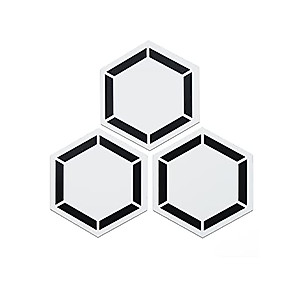 FloorPops 9" x 10.4" Coltrane Peel & Stick Hexagon Vinyl Floor Tiles (10 Tiles), (4.5 sqft/Carton), Off-White