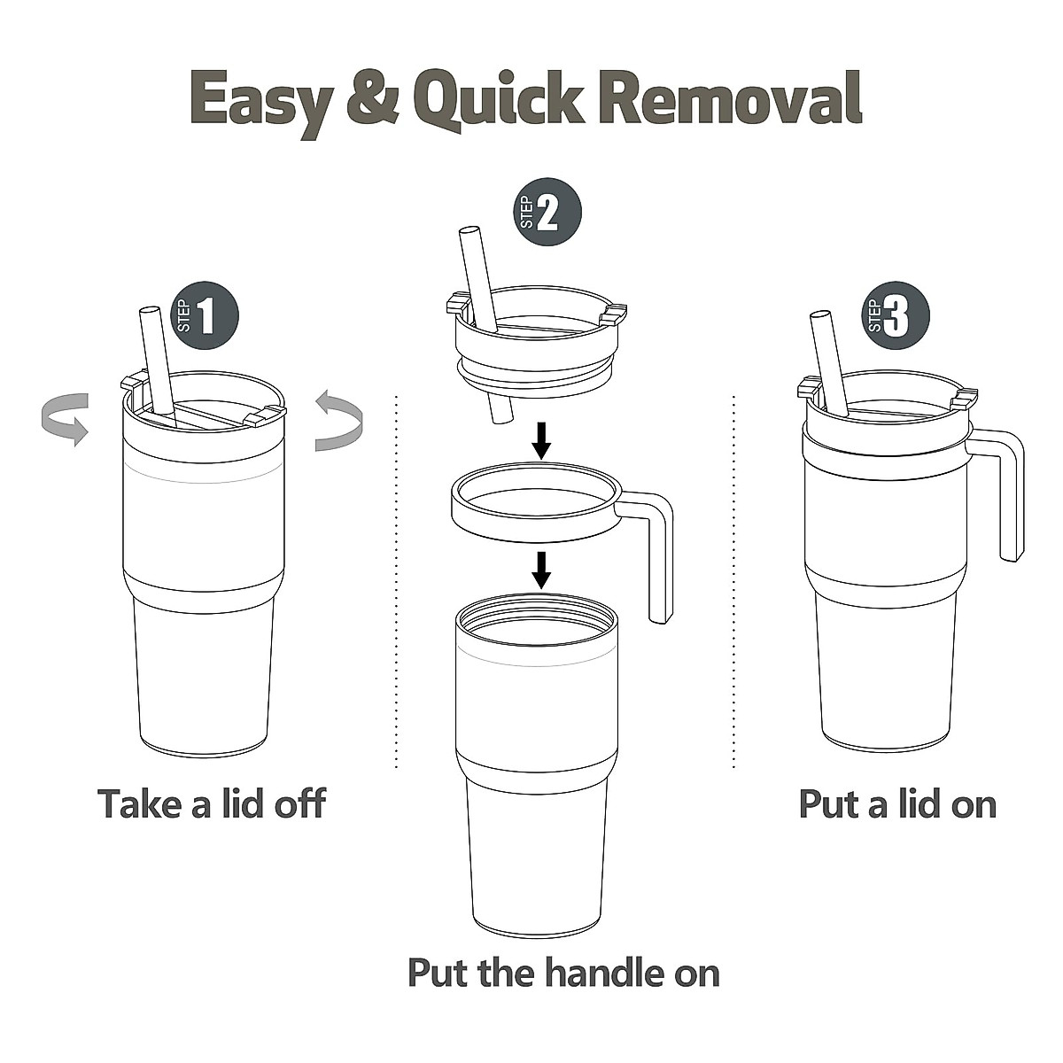 Handles For Stanley 20oz Quencher H2.0 FlowState Tumbler, Stanley Cup Accessories 20 oz, Stanley Cup Handle Attachment, Anti Slip, Car Cup Holder Friendly, Improved Grip, Pack of 2(Cream, 20oz)