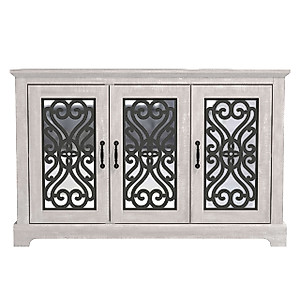 Galano Calidia 3 Door Sideboard, Kitchen Storage Sideboard Buffet Cabinet Console with Acrylic Mirror Doors & Adjustable Shelves, 15.67" D x 45.71" W x 29.29" H, Dusty Grey Oak