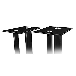 Mount-It! Floor Speaker Stands for Satellite Speakers and Surround Sound (5.1 and 2.1) Systems, Glass and Aluminum, 18 Inches Height, 22 Lbs Weight Capacity, Black