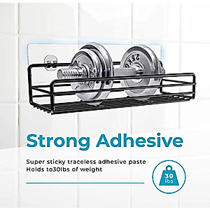 4-Pack Shower Caddy, No Drilling Adhesive Shower Shelf, Rustproof Stainless Steel Bathroom Shower Organizer Storage, Shower Shelf for Inside Shower & Kitchen Storage, Black