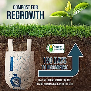 8 Gallon Compostable Trash Bags (2x Thickness @1.38mil, 50 Pack) - Plant Based Compostable Trash Bags 8 Gallon - w/Twistable Handles for Easy Tie Up