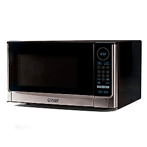 Commercial Chef CHM14110S6C Countertop Microwave Oven - 1100 Watts, Small Compact Size, 10 Power Levels, 6 Easy One Touch Presets with Popcorn Button, Removable Turntable, Child Lock - Stainless Steel
