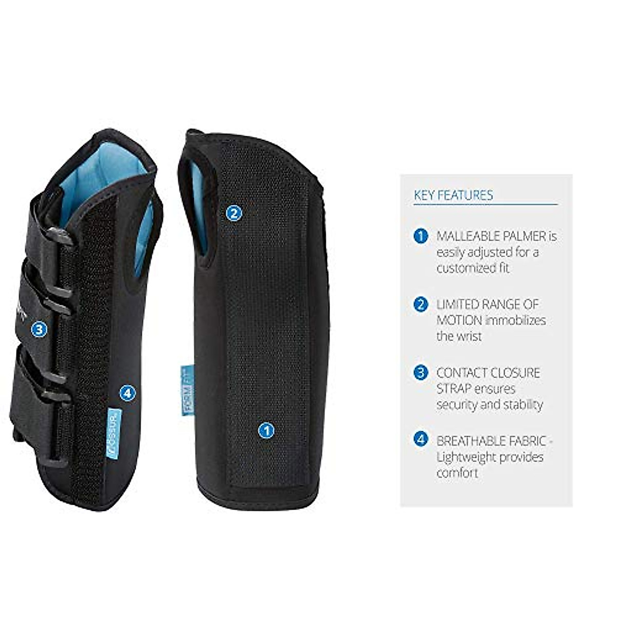 Ossur Formfit Wrist Brace for Treatment of Tendonitis, Carpel Tunnel, Post Cast Healing and Soft Tissue Injuries | Wrist Immobilization, Breathable Material, Custom Fit | 8" Version (Left, Medium)