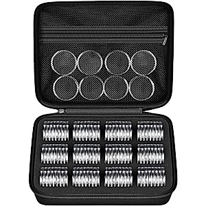 96 Pieces 46mm Coin Capsules, with Foam Gasket and Plastic Storage Organizer Box, 6 Sizes (20/25/27/30/38/46mm) Coins Collector Case Holder for Coin Collection Supplies(Black)