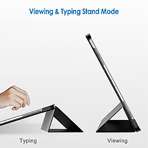 JETech Case for iPad Pro 12.9 Inch (3rd/4th Generation, 2018/2020 Model), Support Pencil Charging, Slim Stand Hard Back Shell Smart Cover Auto Sleep/Wake (Black)