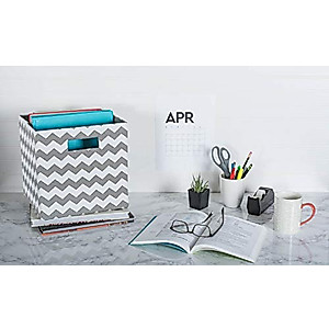 DII Collapsible Polyester Storage Cube, Chevron, Gray, Large