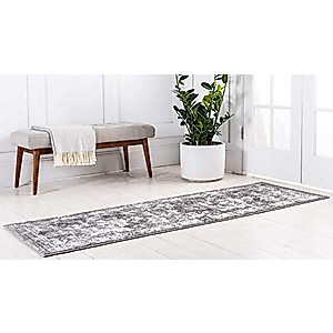 Unique Loom Sofia Collection Area Rug - Salle Garnier (3' 3" x 19' 8" Runner, Gray/ Ivory)