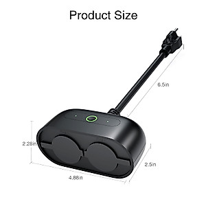 OHMAX Outdoor Smart Plug, Wi-Fi Outlet Timer Works with Alexa Google Assistant, IPX4 Weatherproof, App Control, Smart Home Plug for String Lights Christmas Decor, FCC, 2.4GHz Wi-Fi Only, 15A/1800W