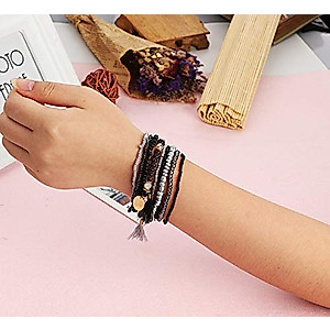MILACOLATO 6Sets Boho Bead Bracelets Set Multilayered Stackable Bracelets Comfortable Stretch Bracelets Multicolor Bohemian Charm Bracelets for Women Girls