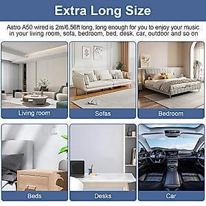 Zosvoses A50 Headset Cable with Inline Mute & Volume Control Compatible with Astro A10, A30, A40, A40TR, A50 Headset Cord for Xbox One PS4 Controller, 6.56ft