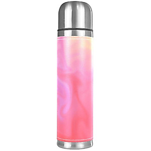 Stainless Steel Leather Vacuum Insulated Mug Psychedelic Thermos Water Bottle for Hot and Cold Drinks Kids Adults 16 Oz