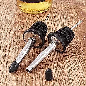 Newk Stainless Steel Pourers, 12 Pack Classic Bottle Pourers Tapered Spout with Rubber Caps, Suitable for Pours Liquor, Vinegar, Syrup or Olive Oils(12 Bottle Pourers+12 Dust Covers)
