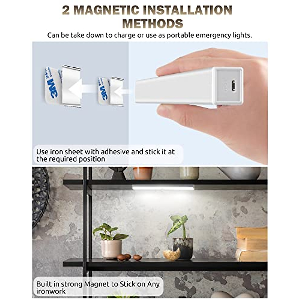 GYTBL Under Cabinet Lighting Wireless 12inch Motion Sensor Light Indoor Closet Lights Motion Sensored Magnetic Closet Light Rechargeable Under Counter Lights for Kitchen Cupboard Wardrobe Stair-4 Pack