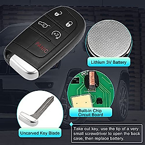 X AUTOHAUX 2pcs 433MHz M3N40821302 Replacement Keyless Entry Remote Car Key Fob for Jeep Grand Cherokee 2014-2020 5 Buttons with Door Key 46 Chip
