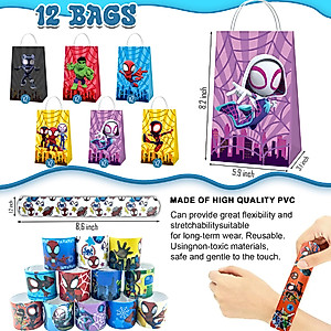 116 PCS Spider and His Amazing Friends Party Favor for Kids Birthday, Spider Superhero Supplies Gifts and Theme Decorations, Classroom Rewards, Include Mask, Slap Bracelet, Bags, Stickers, Keychains