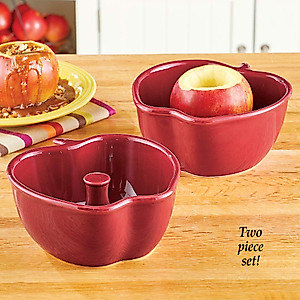 Collections Etc Apple Shaped Dessert Bakers - Set of 2, Great for Entertaining and Seasonal Desserts