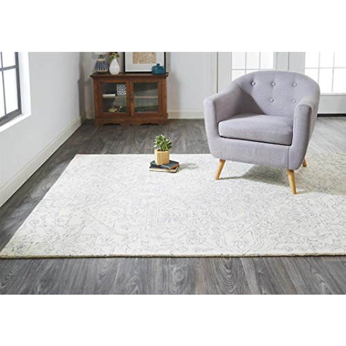 Feizy Rugs - Belfort Collection, Transitional Floral Area Rug - Gray/Ivory 8' x 10'