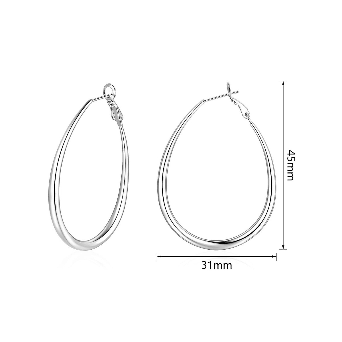 Herier Oval Hoop Earrings - Teardrop Hoops or Silver Hoop Earrings for Women, 14k Hoop Earrings & 925 Sterling Silver Earrings - Hypoallergenic & Lightweight