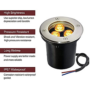 LED Buried Light 3W Warm White IP65 Outdoor LED Recessed 12V Garden Landscape Lighting (4 Packs)