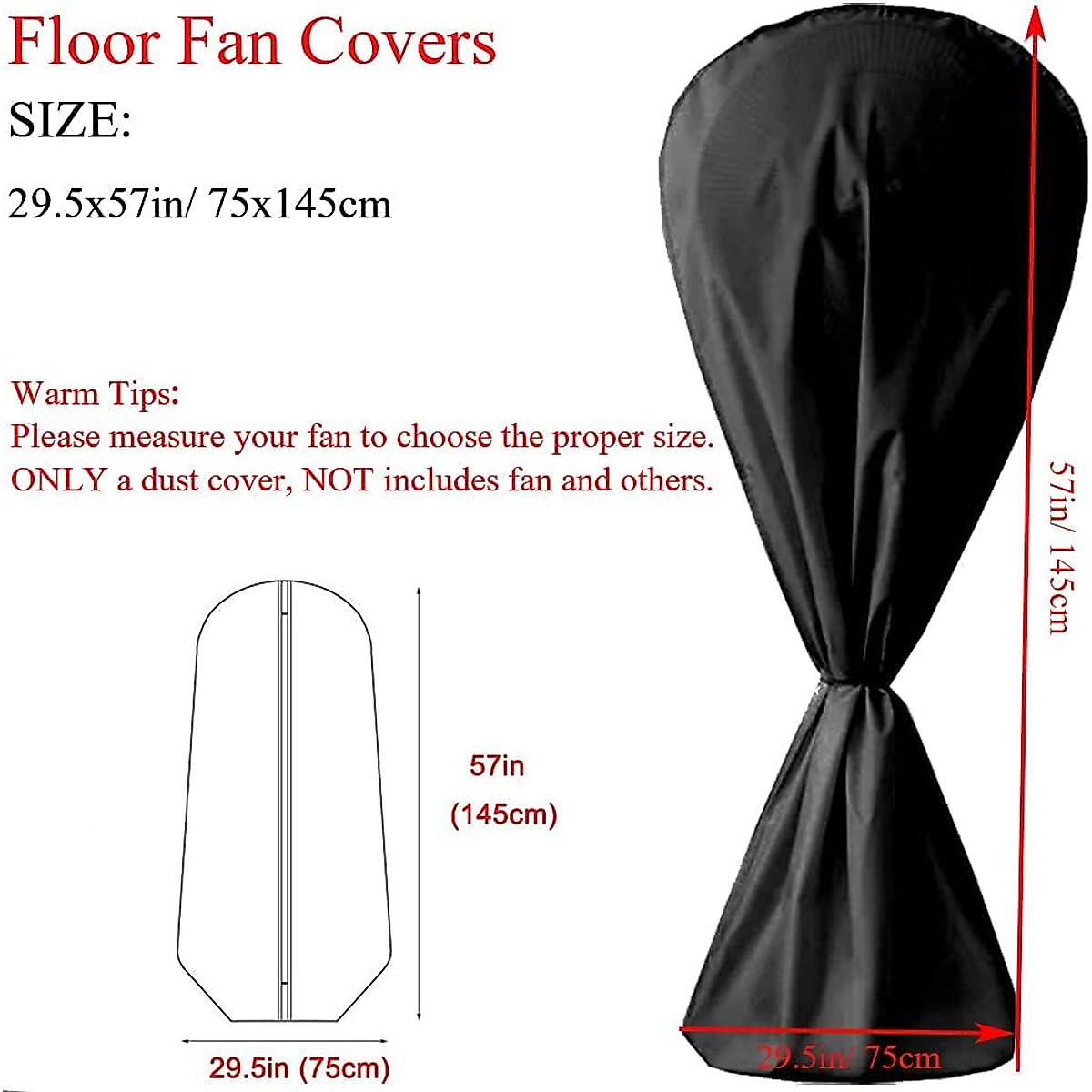 UCARE Fan Cover Dustproof Standing Pedestal Round Floor Electric Fan Dust Covers Household Patio Fans 420D Heavy Duty Oxford Cover Waterproof Floor Covers for Indoor Outdoor (Black)