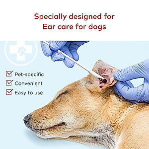 ARCA PET Cotton Swabs for Dogs Cats and Small Pets - Ear Cleaner Swabs with Long Plastic Handle - Ear Cleaning Supply for Puppies and Pets - Multipurpose Cotton Sticks for Pets (100 Buds)