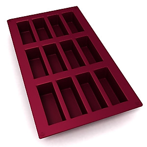 Ultra-Premium, Eco-Friendly 12-Oblong Cavity Narrow Rectangle Silicone Bars, Baking Mold/Baking Pan for Soap, Cake, Bread, Cupcake, Cheesecake, Cornbread, Muffin & Brownies 29.5x17.5x1.3 by MORE