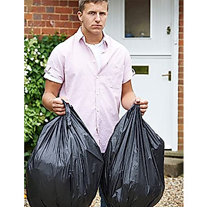 Waikas Kitchen Trash Bags 13 Gallon, 25 Counts, 60cm*70cm, 13.5g/pcs, Unscented, Black