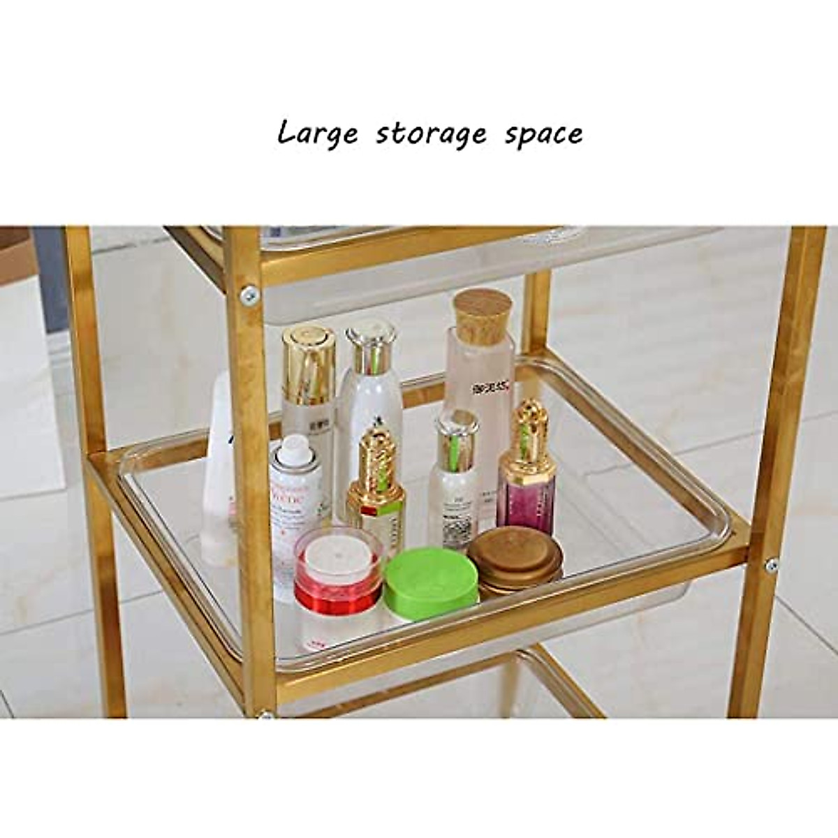 Utility Cart Lab Serving Cart, Medical Cart 3 Shelf Large Beauty Salon Trolley Cart Spa Storage Tray Therapy Dentist Hairdresser Treatments, Stainless Steel Tray Trolley,Care Dressing Medical Cart (C