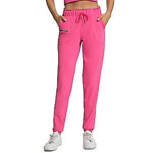 Haowind Joggers for Women with Pockets Elastic Waist Workout Sport Gym Pants Comfy Lounge Yoga Running Pants(Hot Pink XL)