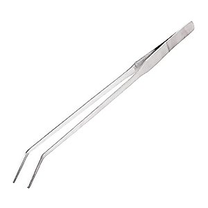 10 Inch Tweezers Stainless Steel Curved Serrated Tip, Heavy Duty Precision Handle Kitchen Cooking Tweezer Tongs, Daily Garden Craft Tool Aquascaping and Repairing