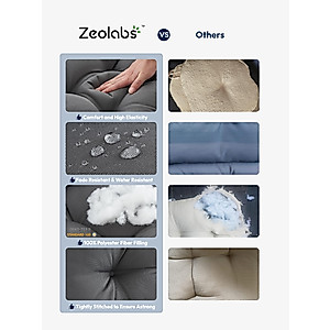 ZEOLABS Bistro Chair Cushions,15 inch Waterproof Tufted Outdoor Round Chair Cushions with Ties for Patio Furniture,Set of 2,Dark Grey