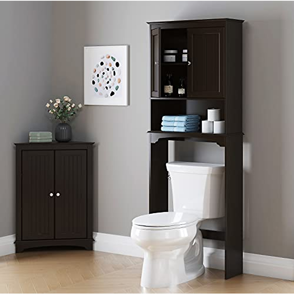 Spirich Home Over The Toilet Storage Cabinet, Bathroom Shelf Over Toilet, Bathroom Storage Cabinet Organizer, Espresso
