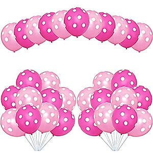 Party Balloons, 12inch Pink Polka Dot Balloons, Party Decoration Compatible Wedding Birthday Baby Shower Graduation party Christmas Party (100 Pcs)