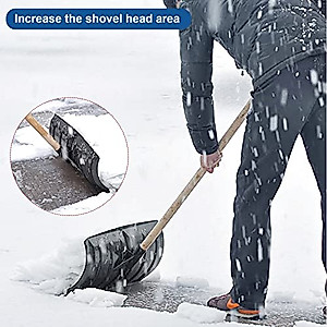 FEBOD Snow Shovel Heavy Duty Large-Capacity,Compact Long Wooden Handled and Plastic Snow Shovel Scraper for Garden Car Driveway and Emergency (Color : A)