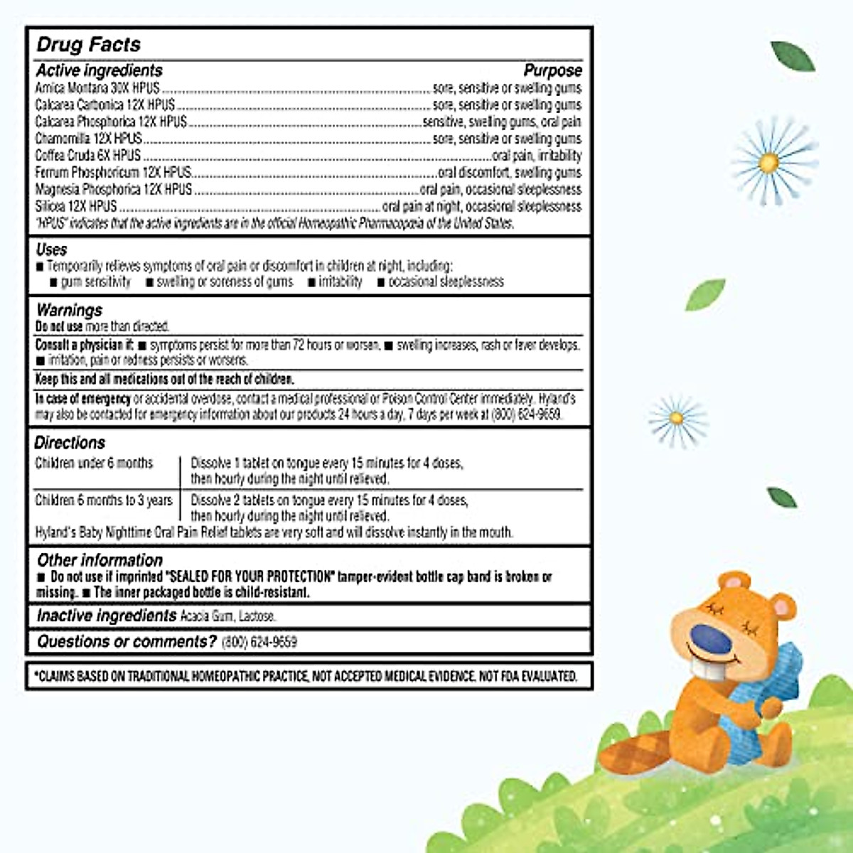 Hyland’s Naturals Baby Nighttime Soothing Tablets with Chamomilla, Natural Relief of Oral Discomfort, Irritability, and Swelling, 125 Count