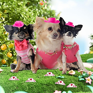 36 Pieces Plastic Mini Western Cowboy Cowgirl Hat Miniature Cute Doll Hat Party Dress Hat for Dollhouse Decoration(Pink, White, Brown, Black)