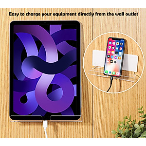 Kamehame Tablet Wall Mount Holder, Acrylic Material, Hand Free, for Smartphones, Tablets, eReader, Clear & Silky White