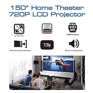 Naxa NVP-2000 150-Inch Home Theater 720p LCD Projector with Bluetooth