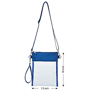 USPECLARE Clear Crossbody Purse Bag Stadium Approved Clear Tote Bag with Adjustable Shoulder Strap (Clear blue)