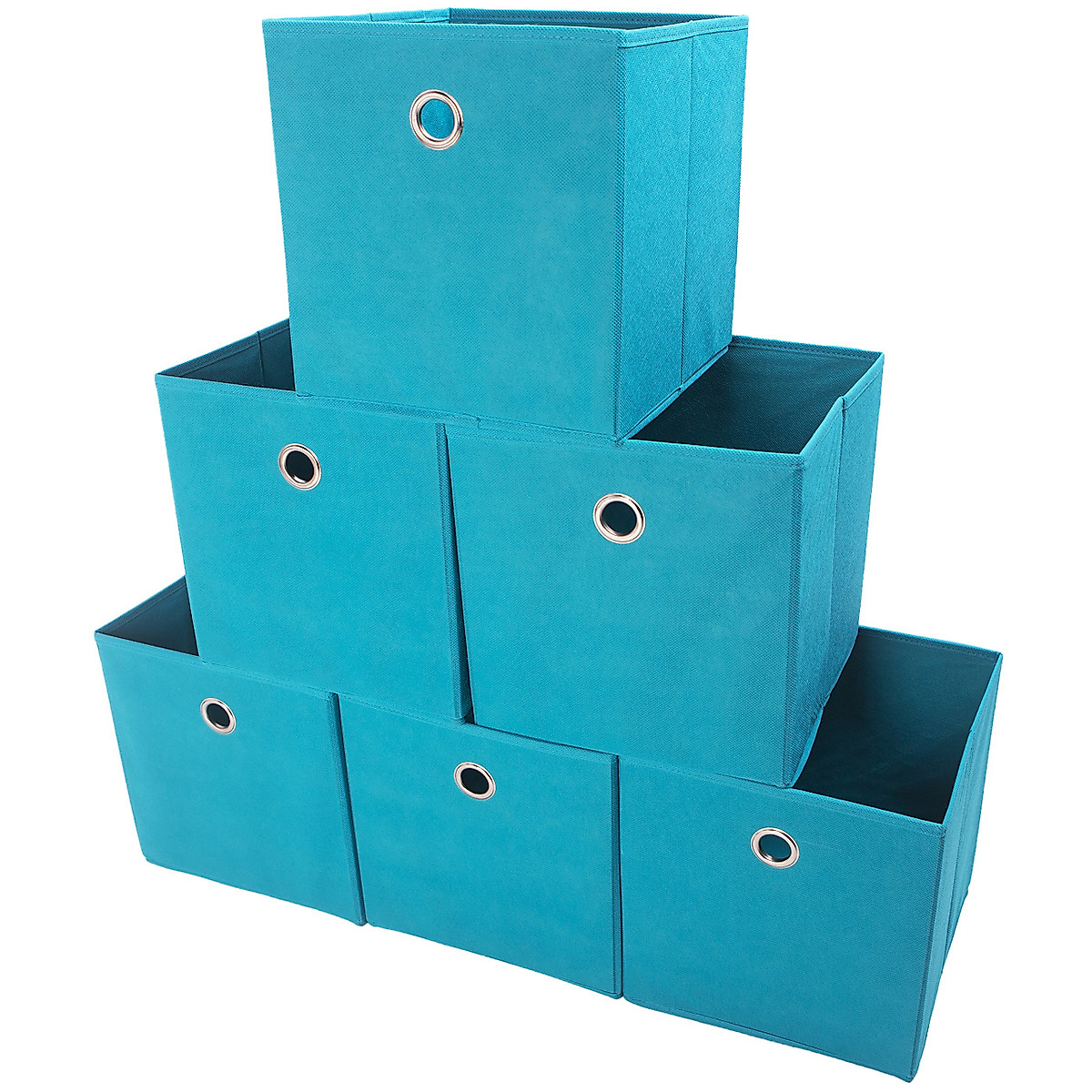 Amelitory Storage Bins Foldable Cube Organizer Fabric Drawer Set of 6 Lake Blue