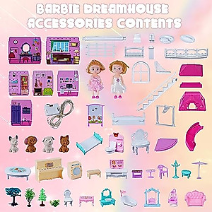 Ymrzed Doll House - Dream House Furniture Pink Girl Toys 4 Story 12 Rooms with 2 Dolls Toy Figures Kids Dollhouse Giant Doll House for Girls Gift Toy for Kids Ages 3 4 5 6 7 8 9+
