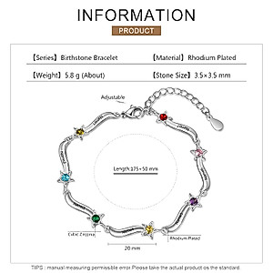 OPALSTOCK Personalized Mothers Bracelets Infinity Charm Name Bracelets Star Link Bangle with Simulated Birthstones Mother Daughter Jewelry Gift (7stone)
