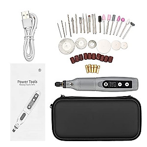 Cordless Rotary Tool, Geevorks 3.7V Rotary Tool Kit 5-Speed and USB Charging with LED Light, Mini Electric Grinder Tool with 41 Accessories for Cutting Sanding Engraving Polishing & DIY
