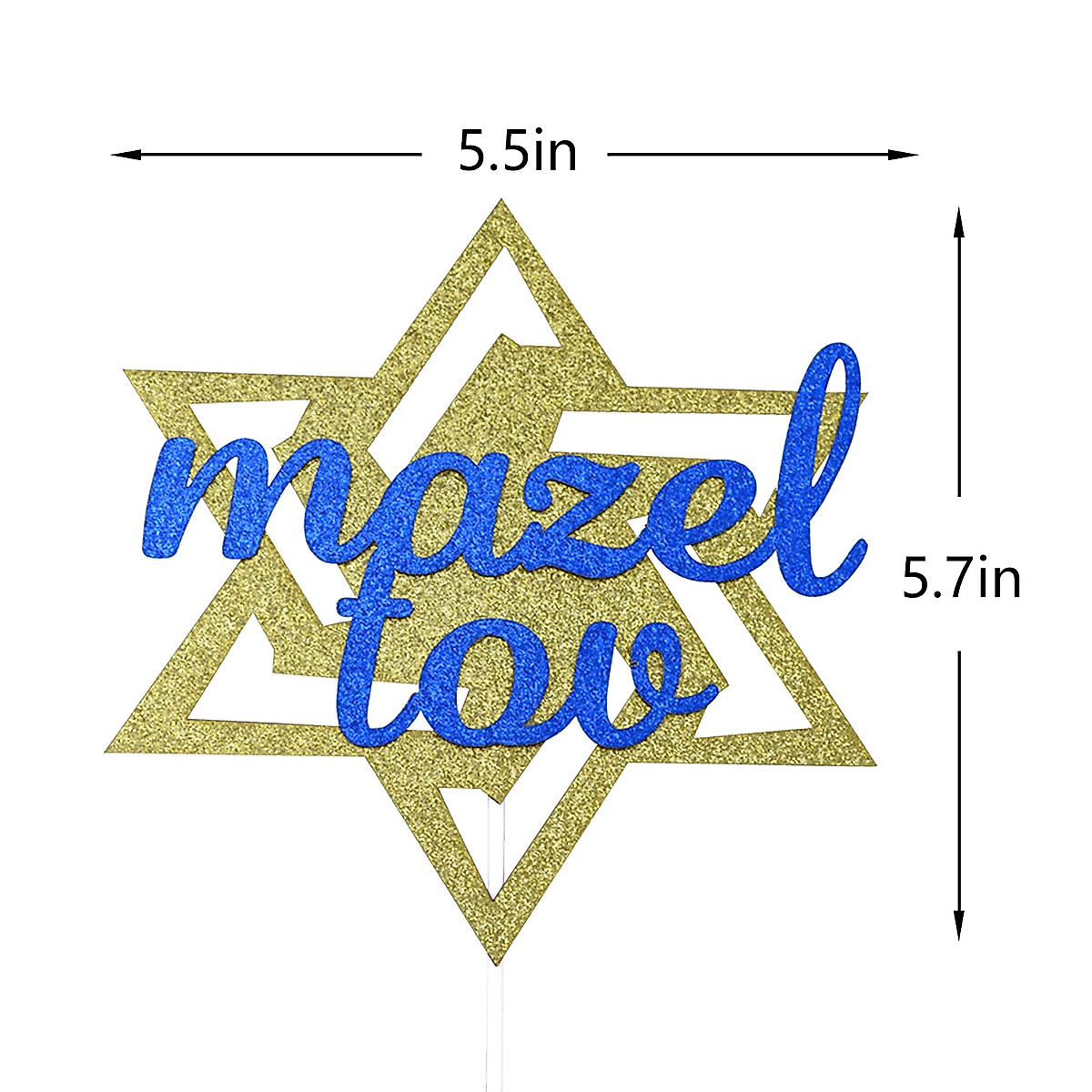 Mazel Tov Cake Topper, Jewish Congratulations Party Decorations, Star Of David Cake Decor, Bat Mitzvah, Bar Mitzvah Supplies (Double-sided Glitter)