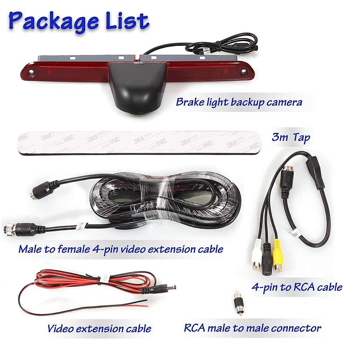 EWAY 3rd Third Brake Light Backup Camera for Mercedes Benz Sprinter Volkswagen VW Crafter Vans 2007-2019 Roof Mount Reversing Camera for Top Rear Brake Light 8 IR Light Night Vision Rearview Camera