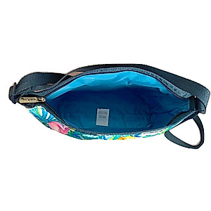 LeSportsac Lauren Roth Uluwehi HAWAII EXCLUSIVE Quinn Crossbody Handbag, Style 3352/Color K605, Vibrant Tropical Flowers & Pineapples, Lauren Roth Signature Printed on Pattern