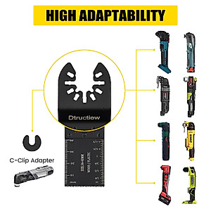 DTRUCTIEW Oscillating Saw Blades, Quick Release Multi Tool Blades Kits Universal Oscillating Tool Blades Compatible with Dewalt, Ryobi, Makita, Bosch, Craftsman (100 Pieces)