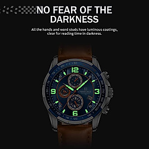 NAVIFORCE Sport Watches for Men Analog Quartz Chronograph Leather Strap Wrist Watch