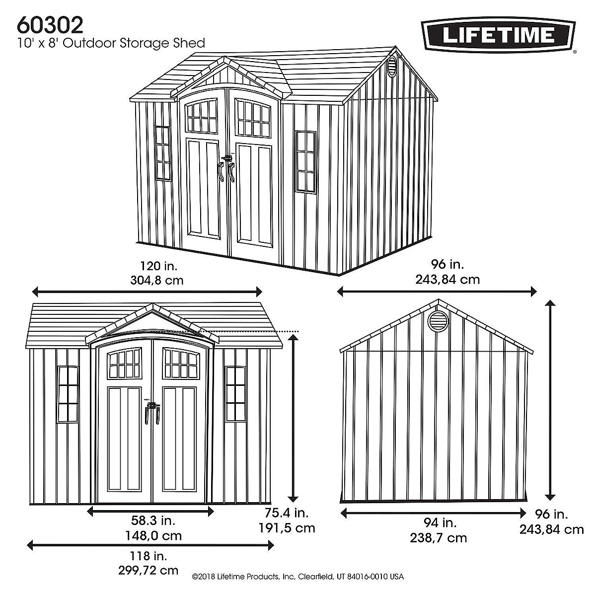 Lifetime 10' x 8' Rough Cut Outdoor Storage Shed